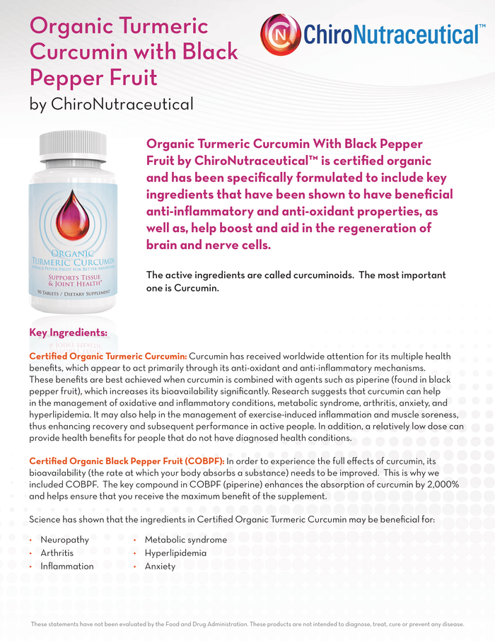 Organic Turmeric Curcumin with Black Pepper Fruit – Shop ChiroThin